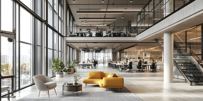 Modern Spacious Interior Design Stock Illustration - Illustration of ...