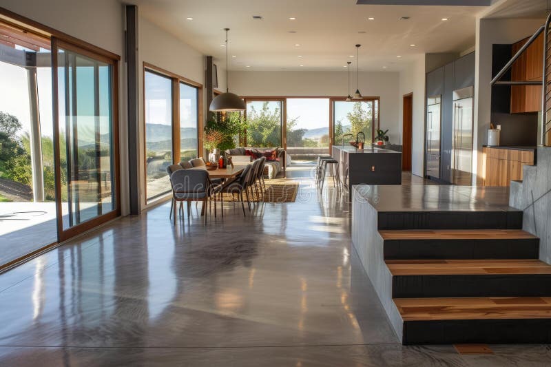 Contemporary Home Interior with Open Plan Design Stock Image - Image of ...