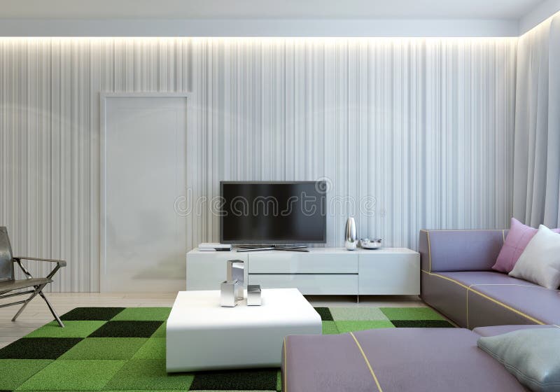 Modern Spacious Living Room Stock Illustration - Illustration of coffee ...