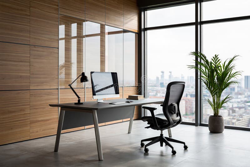A Modern Spacious Office with Workstations Equipped with Computers and ...
