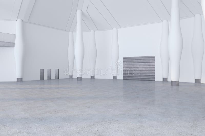 Modern Spacious Round Warehouse Interior. Space and Design Concept ...