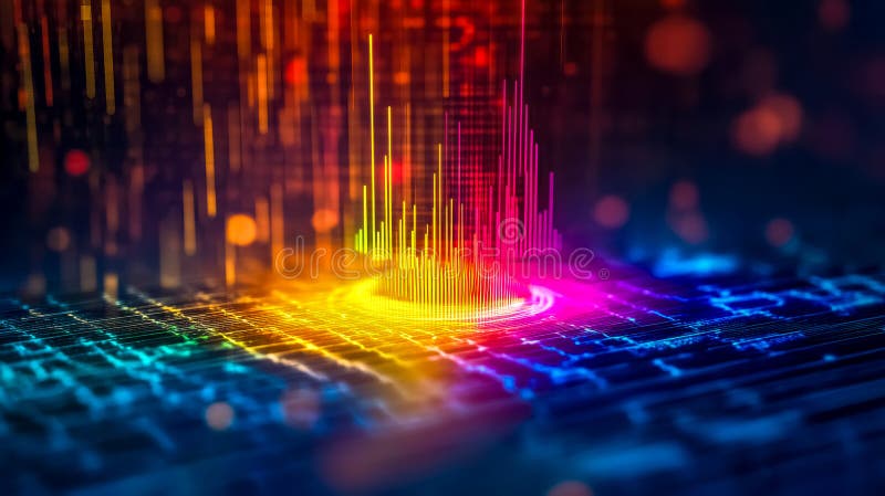 Modern Spectrometer Showing Spectral Lines Rising from Grid Surface ...