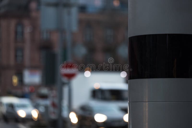 Modern Speed Camera in Front of Evening City Traffic Stock Image ...