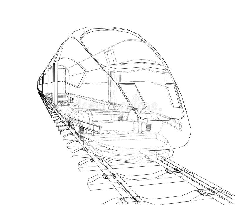 Modern speed train concept stock illustration. Illustration of outline ...