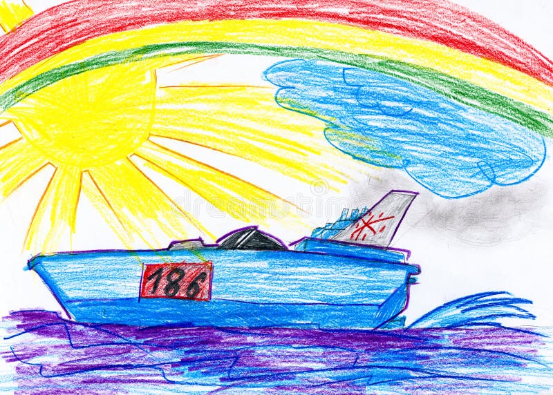 Speed Boat Drawing For Kids