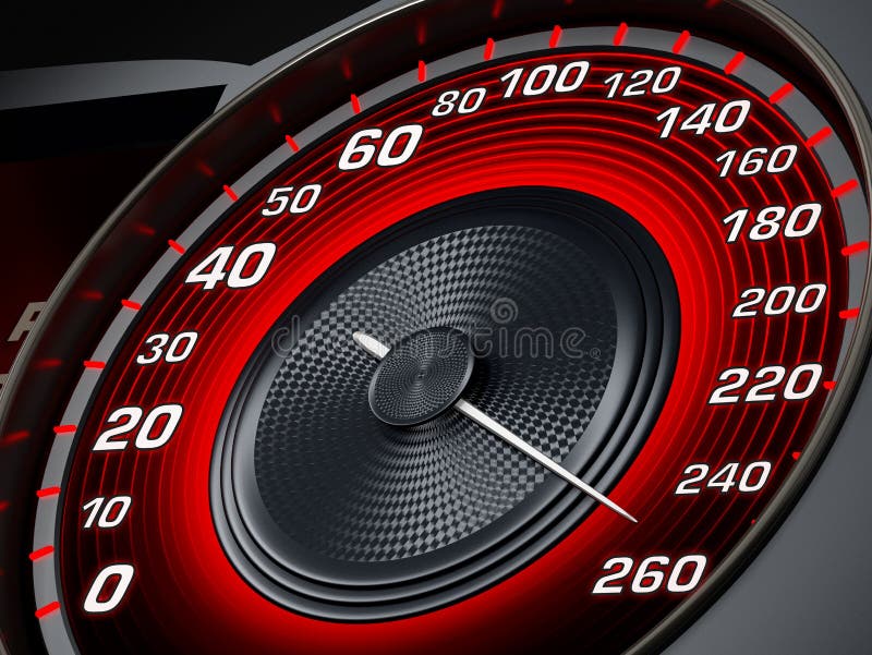 Modern Speedometer Pointing 250 Km. 3D Illustration Stock Illustration ...