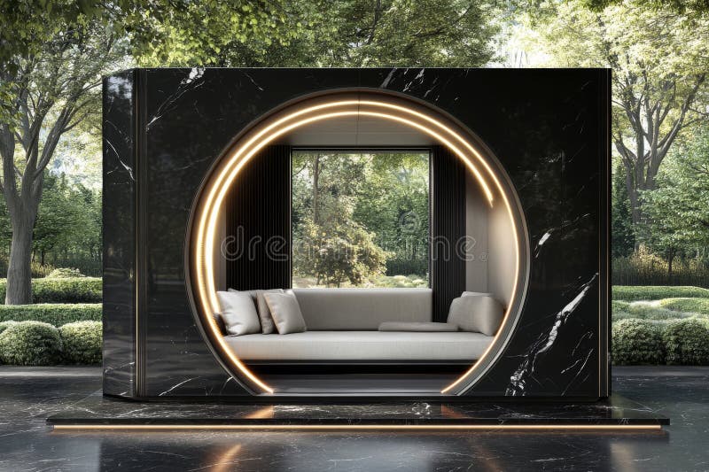 A Modern Spherical Lounge Pod is Set Amidst a Luxurious Outdoor Area ...