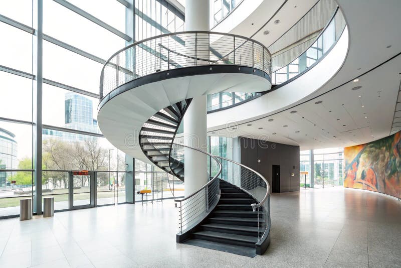 Modern Spiral Staircase. Contemporary Architecture Abstract Background Stock Illustration ...