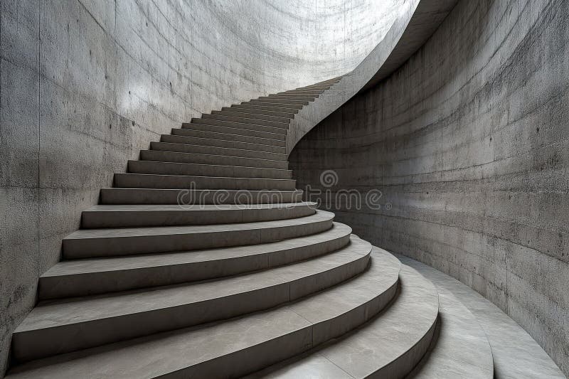 Modern Spiraled Staircase Located in a Minimalist Architectural Space ...