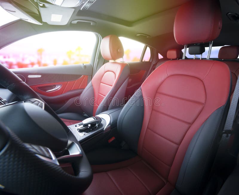 Modern Sport Car Red Leather Interior Stock Photo - Image of automotive ...
