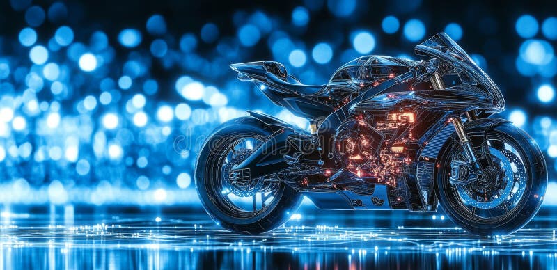 A Modern Sports Motorcycle with a Technology-enhanced UI and Custom LED ...