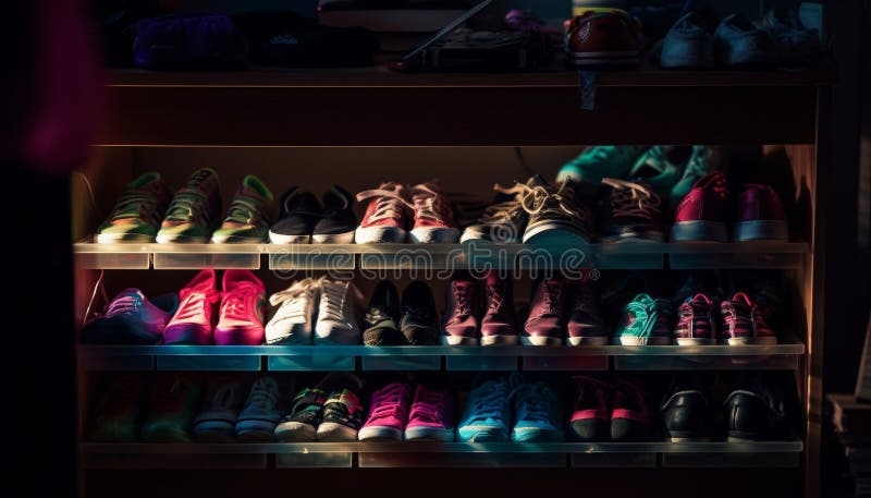 Modern Sports Shoe Collection in Multi Colored Variation on Display ...