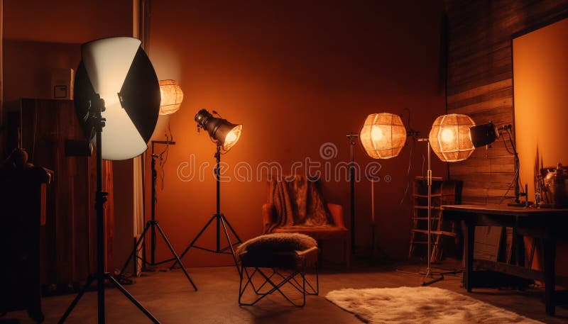 Modern Spotlight Illuminates Elegant Home Interior at Night Generated ...