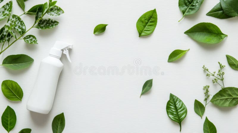 The Modern Spray Bottle is White and Adorned with a Fresh Green Leaf ...