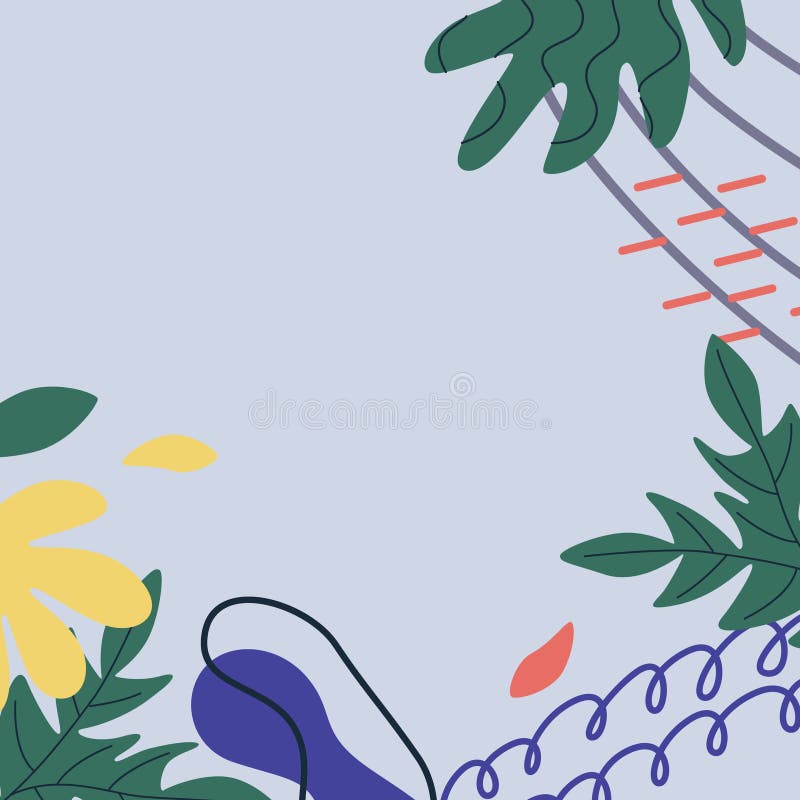 Modern Square Card Background with Trendy Creative Elements, Leaf, Eye ...