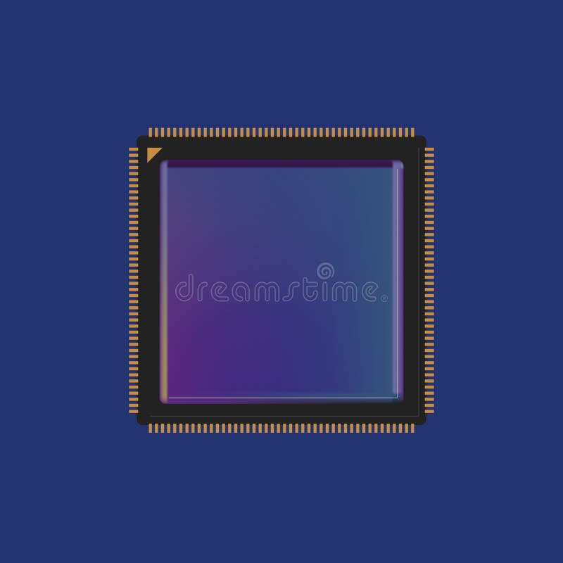 Modern Square Cpu Microprocessor Chip in Blue Tones. Isolated Stock ...