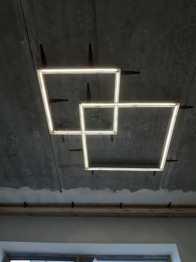 Modern Square LED Ceiling Lights Designs Lights on Exposed Concrete ...