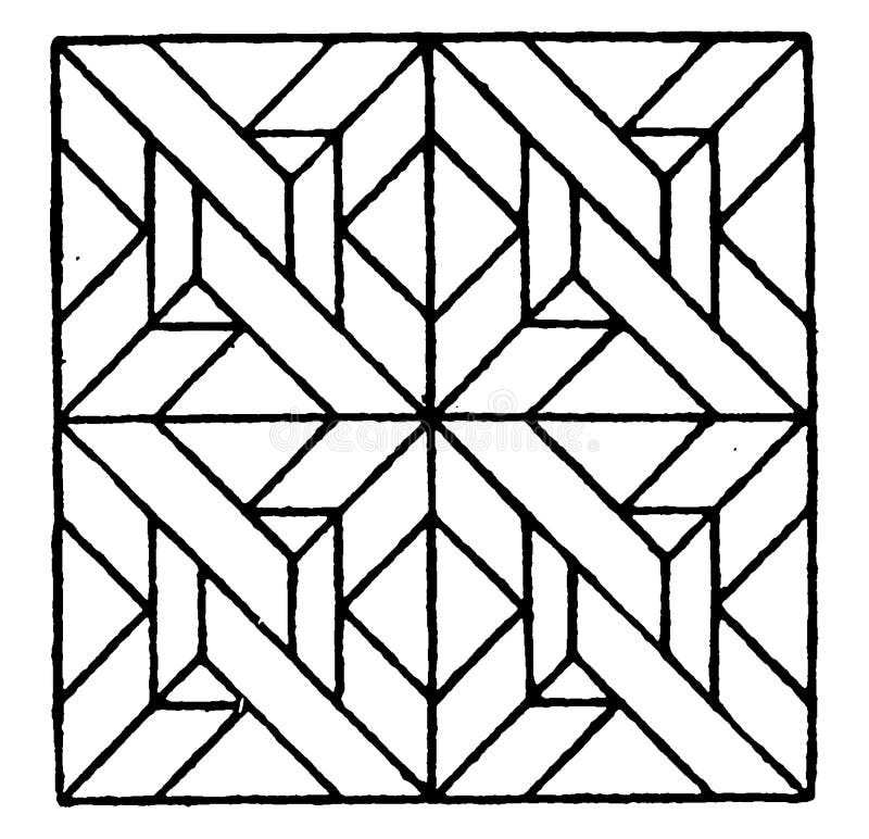 Modern Square Panel is a Geometric Modern Mosaic, Vintage Engraving ...