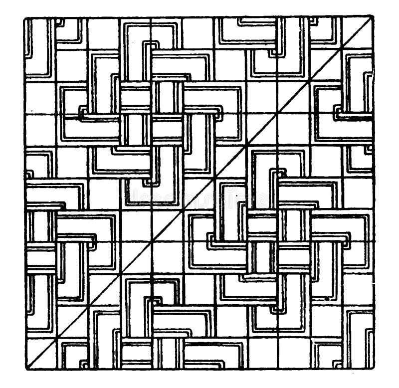 Modern Square Panel Have Used for Decorative Effects, Vintage Engraving ...