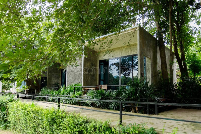 Modern Square Shaped House in Nature Stock Photo - Image of wood ...