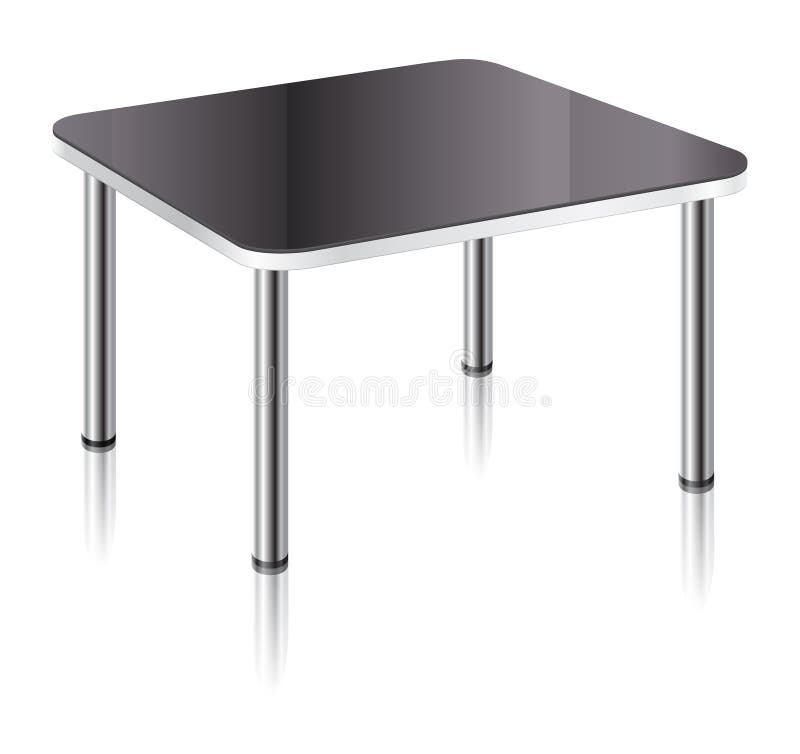 Modern Square Table with Black Glossy Surface, Chrome Table Legs Stock ...