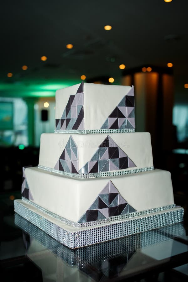 Square Wedding Cake stock image. Image of reception, ribbon - 36974997