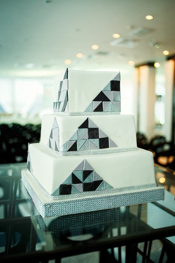 Modern Square Wedding Cake in High Tech Style Stock Photo - Image of ...