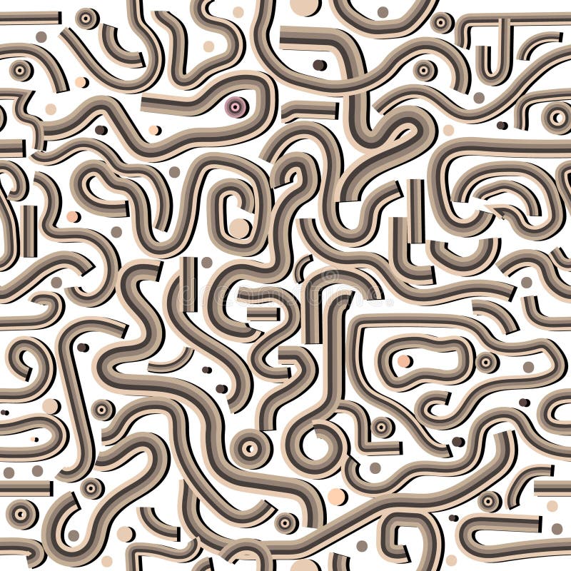 Modern Squiggle Doodle Lines Beautiful Seamless Pattern. Surface ...