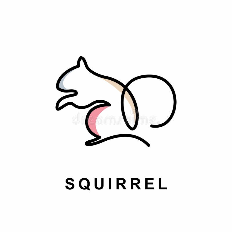 Modern Squirrel Outline Logo Design. Simple Squirrel Animal Outline ...