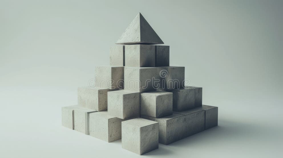 Modern Stacked Concrete Blocks with Pyramid Top Stock Photo - Image of ...