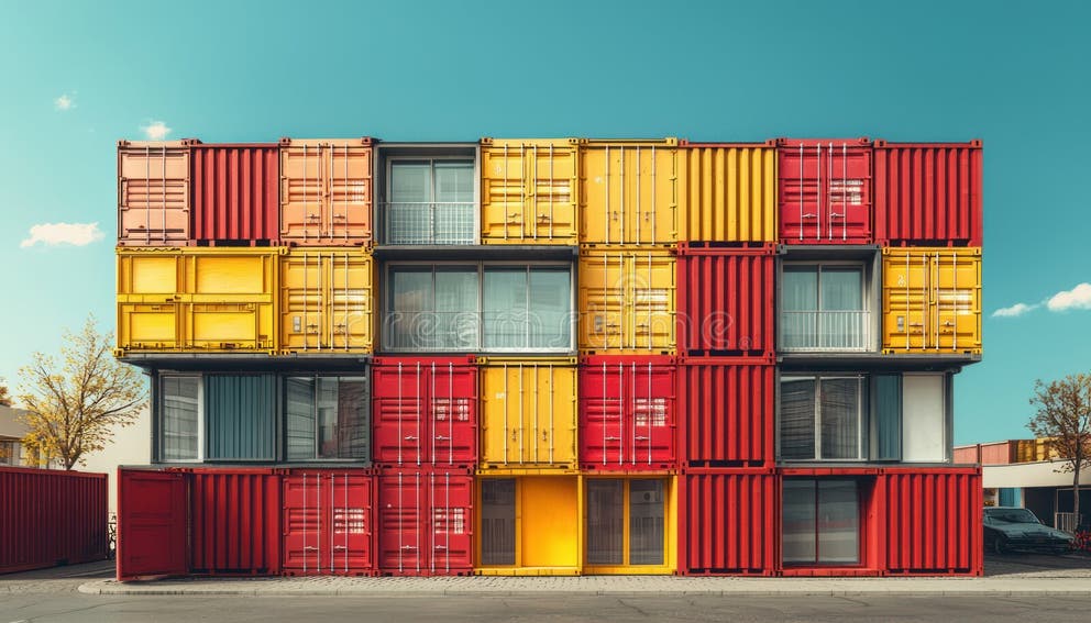 Modern Stacked Modular Containers Create Vibrant Building Facade ...