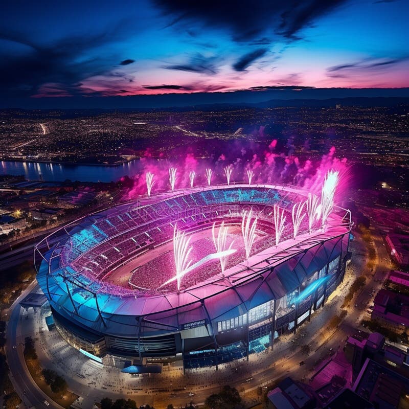 Modern Stadium Architecture with Closed Retractable Roof and Vibrant ...