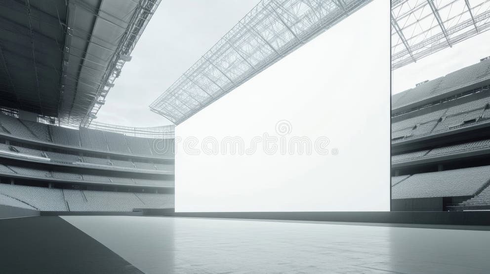 Modern Stadium Interior Design: Gray Concrete Structure and Vast Open ...