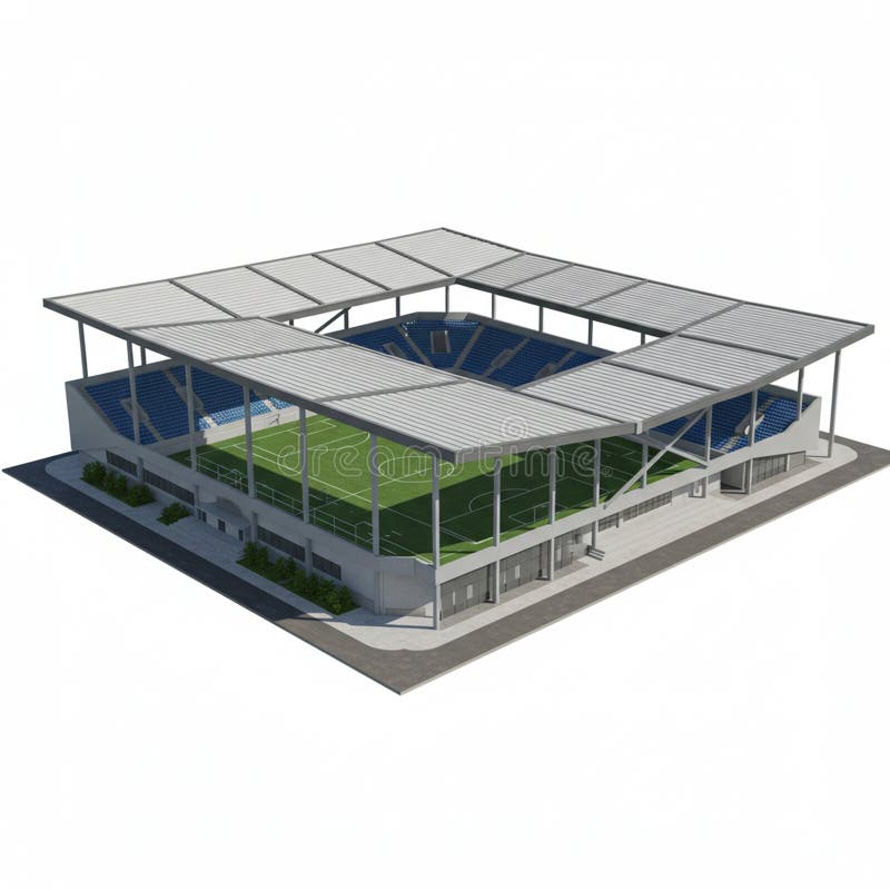 Modern Stadium Model Featuring a Rectangular Structure with a Large ...
