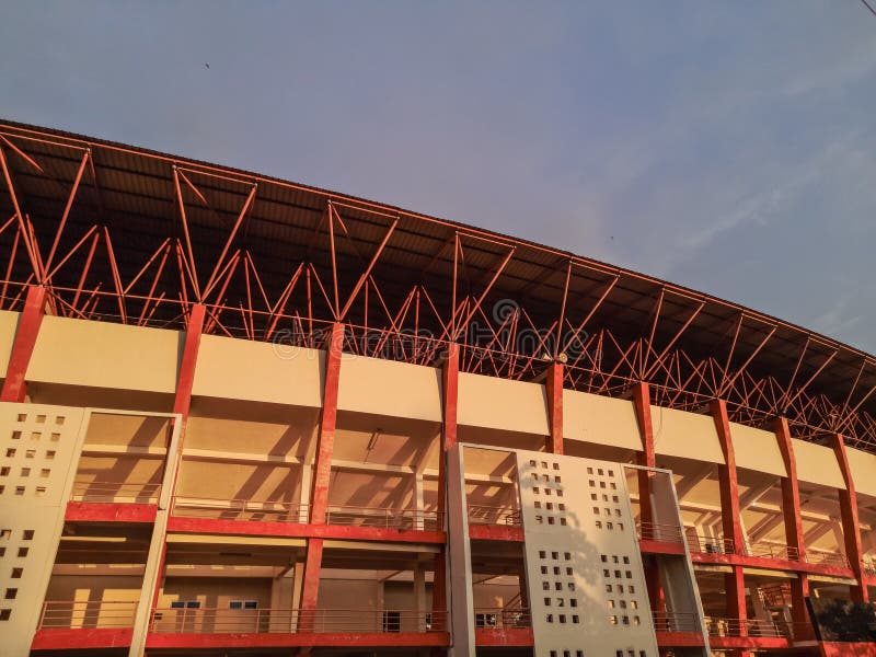 Modern Stadium Structure with Bright Lighting and Geometric Design ...