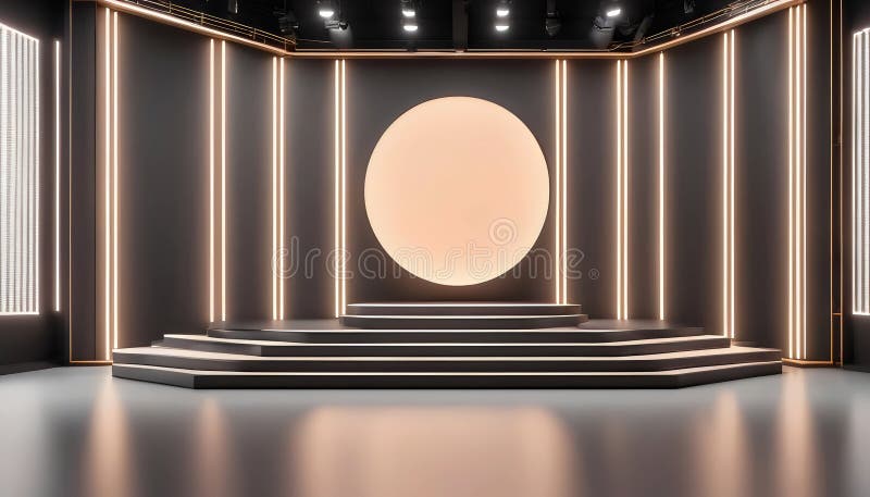 Modern Stage Design with Circular Backdrop and Ambient Lighting Stock ...