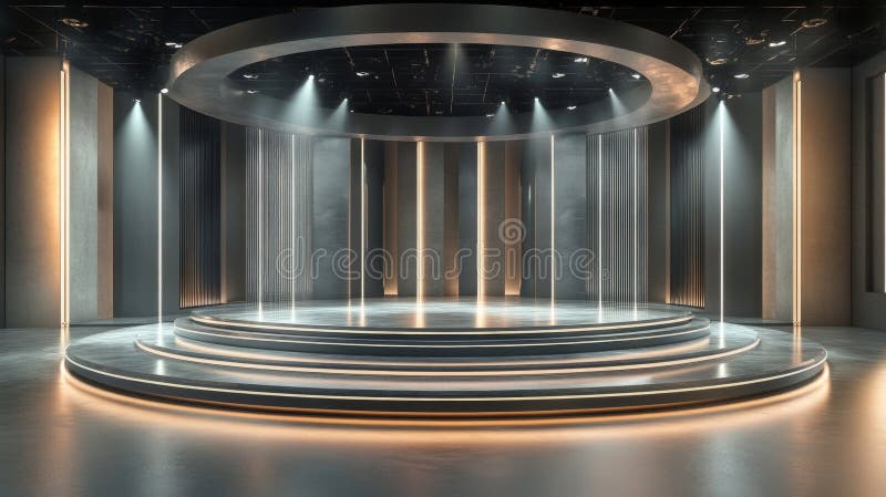 Modern Stage Design with Circular Platform and Lighting Stock ...