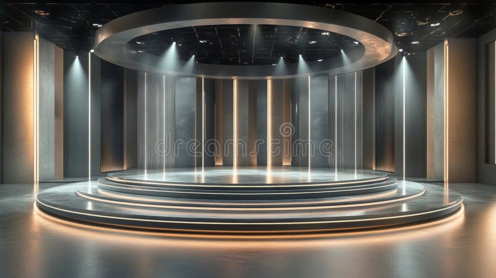 Modern Stage Design with Circular Platform and Lighting Stock ...