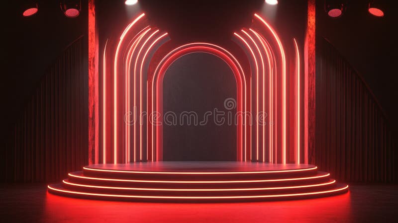 Modern Stage Design Features Vibrant Red Lighting and Bold ...