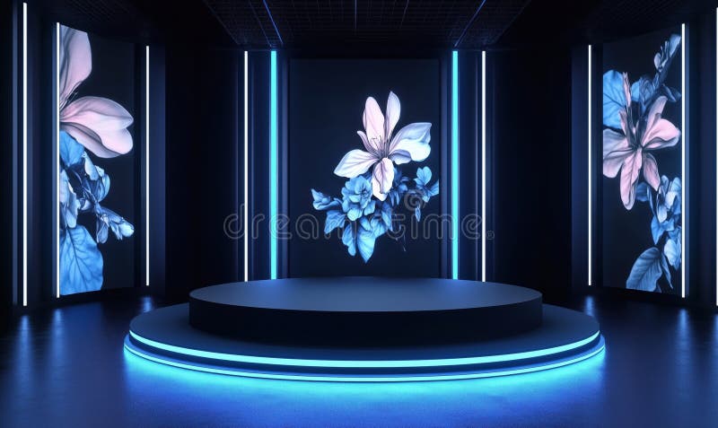 Modern Stage Design Featuring Illuminated Floral Displays and Sleek ...