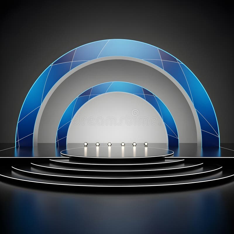 Modern Stage Design with Arches and Lights Stock Illustration ...