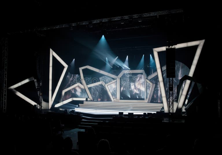 Modern Stage Design with Geometric Shapes and Dramatic Lighting Effects ...