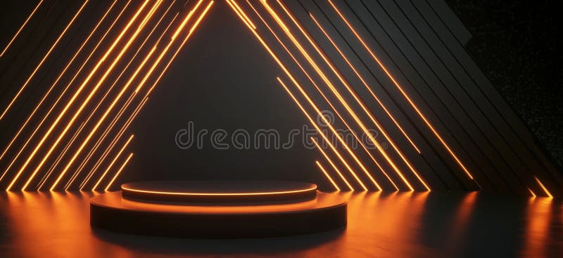 Modern Stage Design with Glowing Orange Lines and Circular Platform for ...