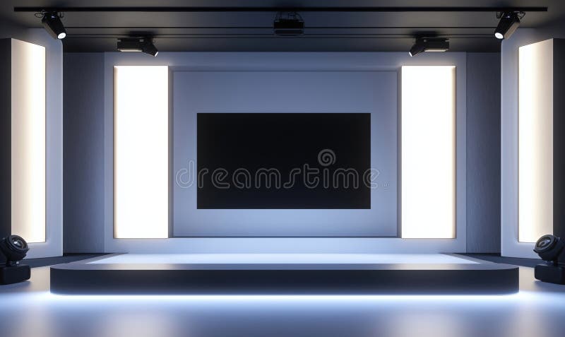 Modern Stage Design with Illuminated Backdrop and Spotlight Features ...