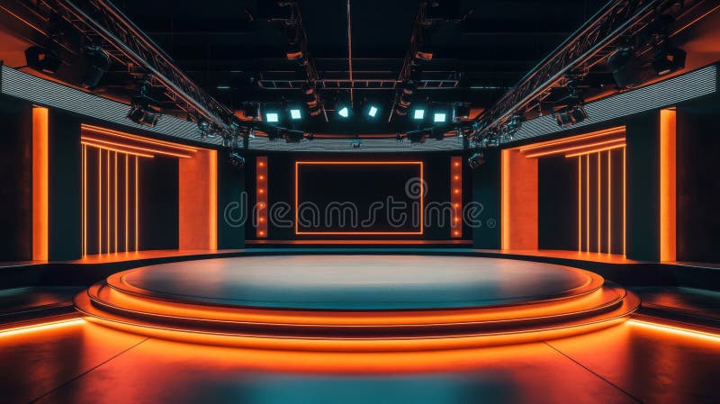 Modern Stage with Large Empty Screen on Elevated Platform in a ...