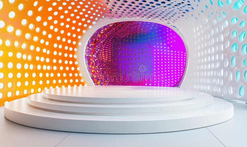 Modern Stage Design with Vibrant Colors and Patterns, Featuring ...