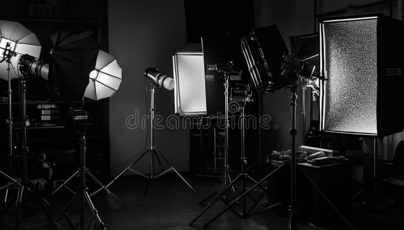 Modern Stage Illuminated by Strobe Light Generated by AI Stock ...