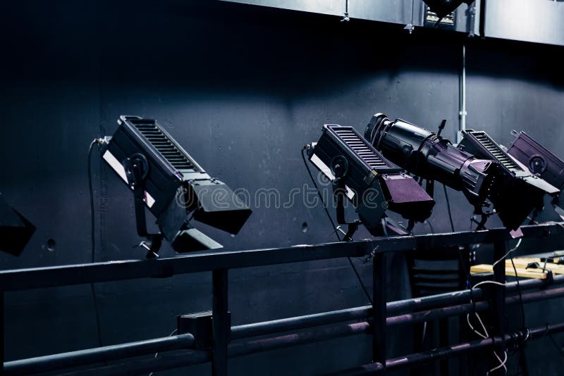 Modern Stage Lightning Equipment and Illumination Projectors Stock ...
