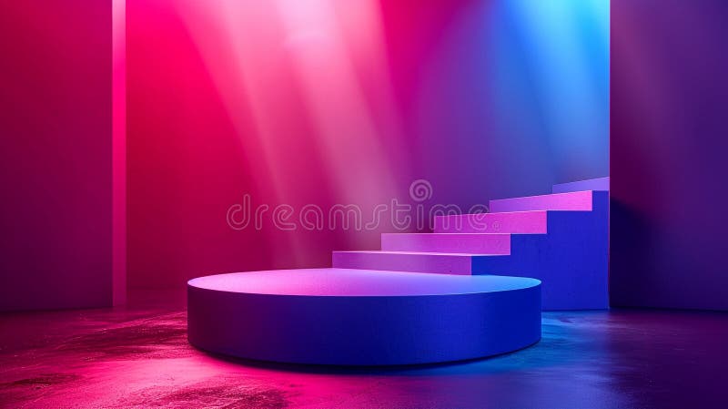 Modern Stage Setup with Colorful Lights in an Empty Performance Space ...