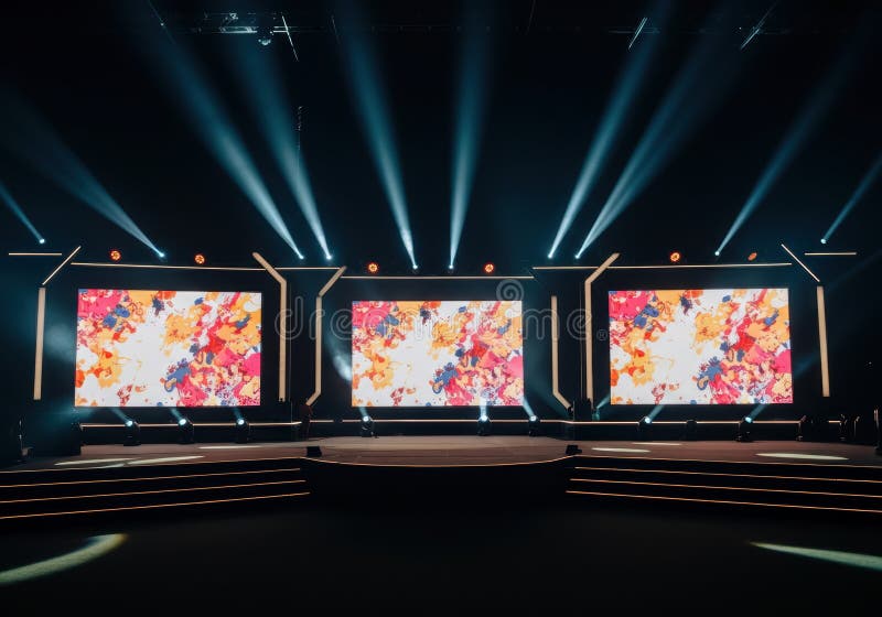 Modern Stage Setup Vibrant Screens Dynamic Lighting Effects Stock ...